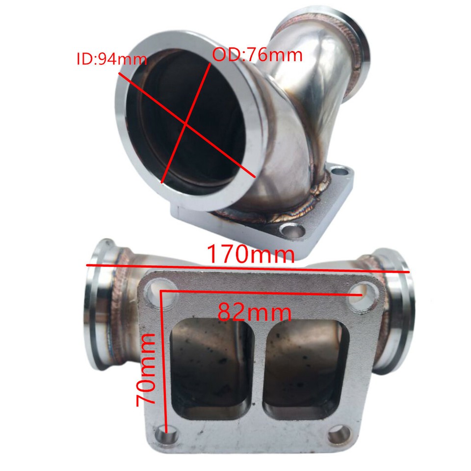 Stainless Steel Turbo T4 Twin Scroll Flange To 3" V-band Dual Inlet ...