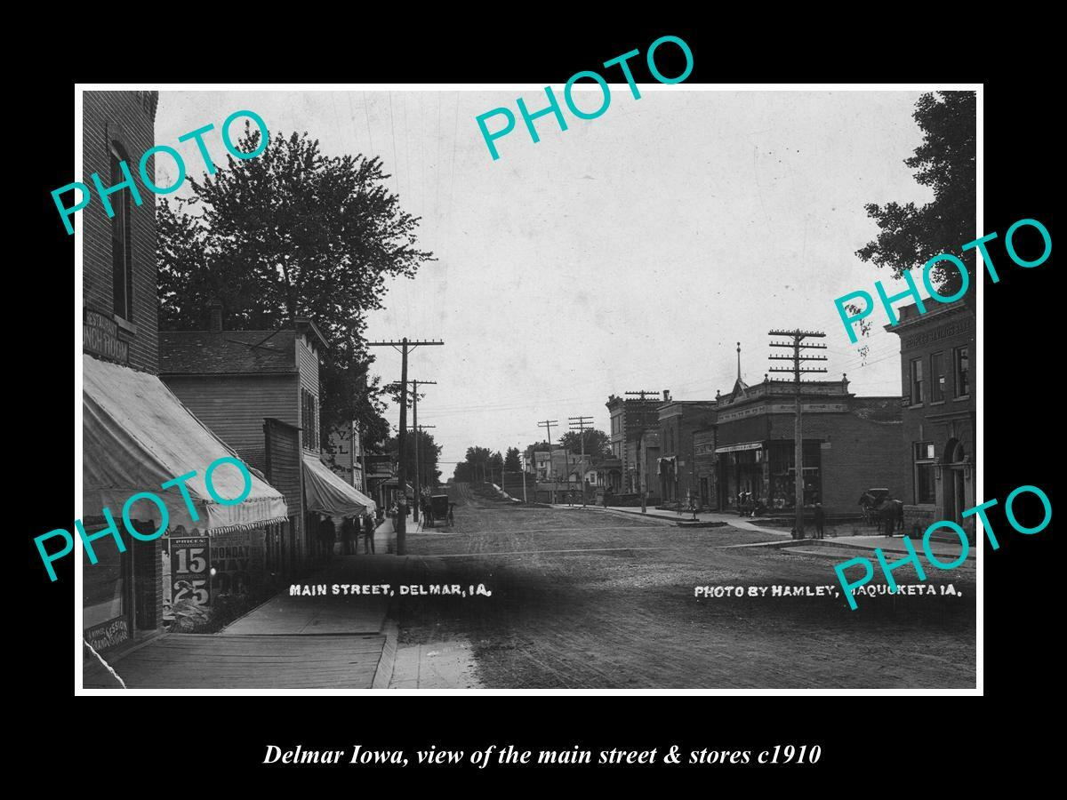 OLD 8x6 HISTORIC PHOTO OF DELMAR IOWA THE MAIN STREET & STORES c1910 ...