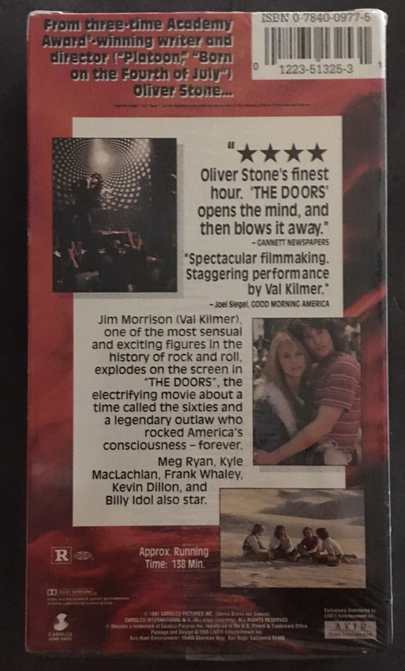 The Doors VHS Cassette Tape Shrink Wrap Sealed Rock Classic Movie 1991 ...