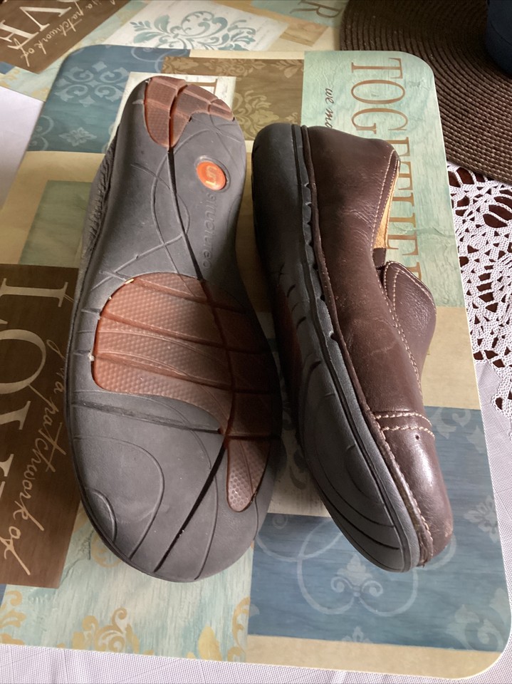 Clarks Structured Shoes Womens 7 M Casual Comfort Slip On Loafer Brown ...