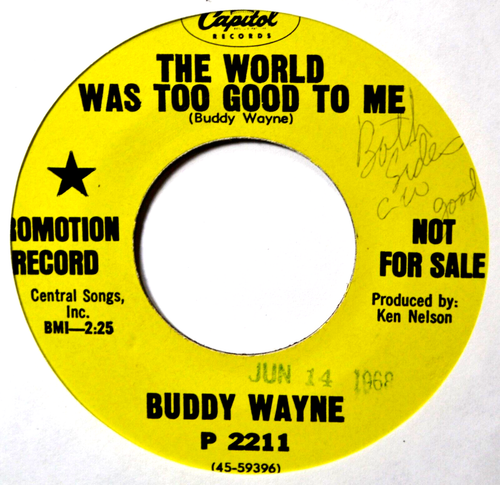 Buddy Wayne The World Was Too Good to Me DJ Country EX 45 7" Vinyl ...