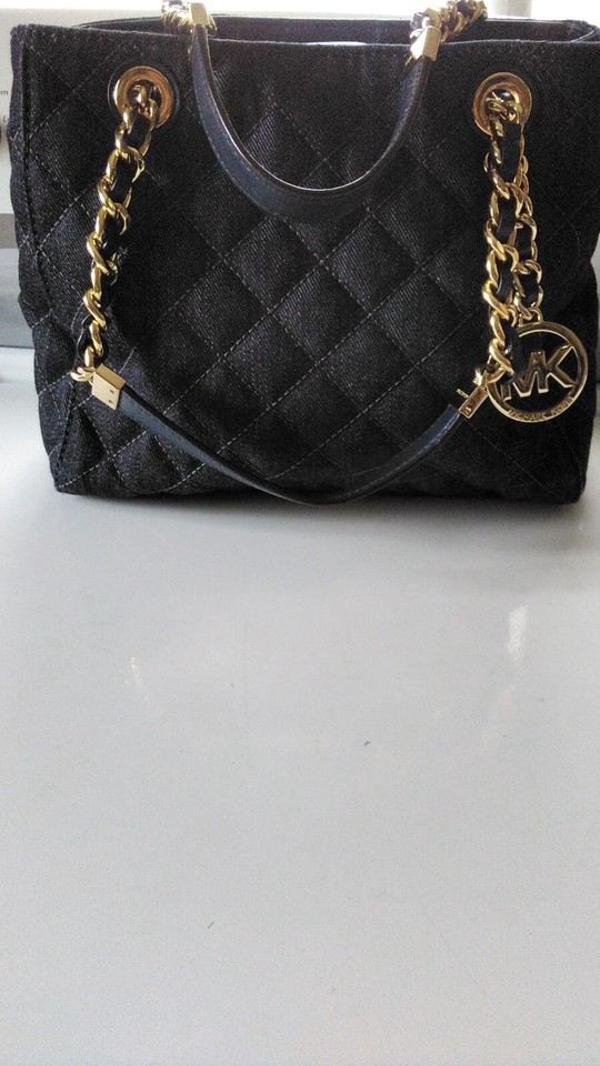 Michael Kors Susannah Medium Quilted North South Tote Bag in Dark Denim pre-owne 190049134443| eBay