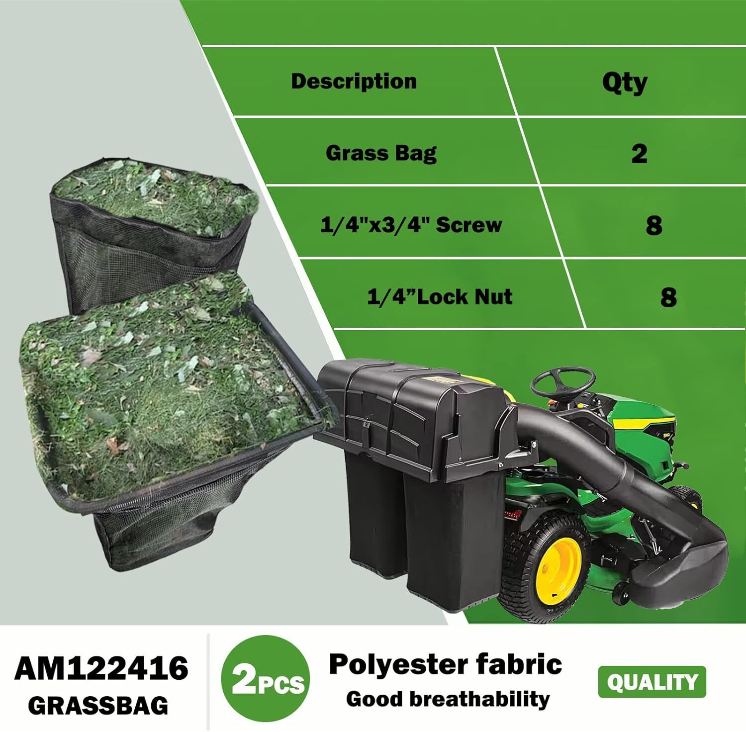 AM122416 for John Deere Original Equipment Grass Bags 100 Series Bagger ...