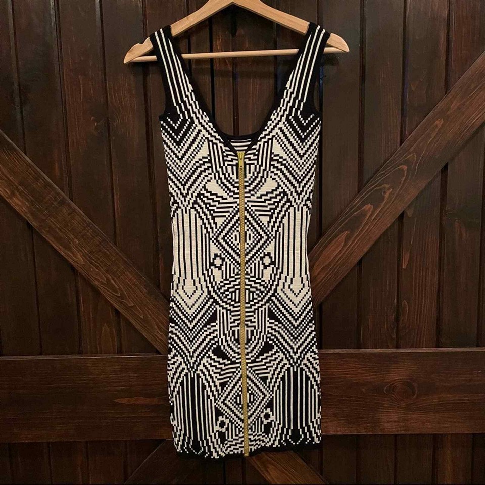 Nicole Miller Artelier Bodycon Mini Tank Dress Black & White 6930 | eBay