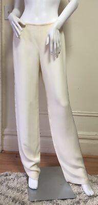 NEW ARMANI COLLEZIONI Sz. 8 Slacks Black Pinstriped On Cream, Unhemmed ...