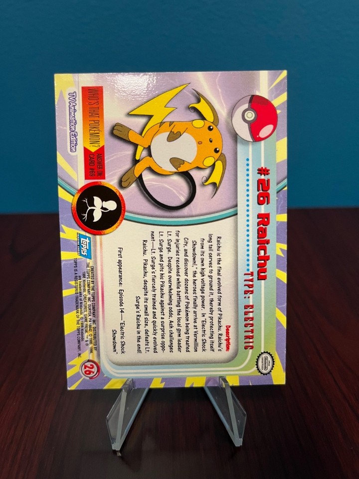 Raichu #26 Topps Holo Foil Blue Logo Vintage Pokemon LP Fast Secure ...