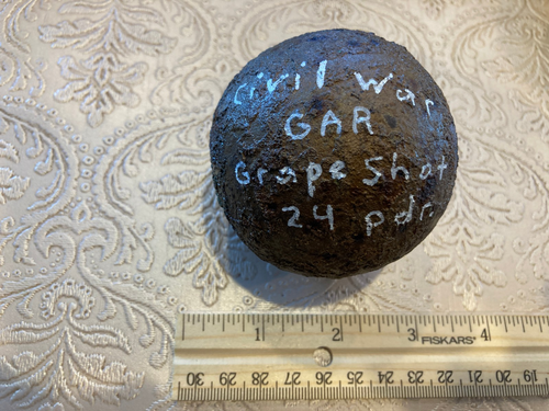 Civil War US Army GAR? Iron Artillery Grape Shot Ball For 24 Pound Gun ...