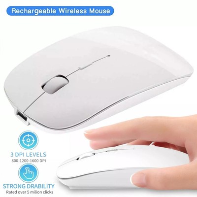 Rechargeable Wireless Bluetooth Mouse Silent Click 2.4GHz USB Ergonomic ...