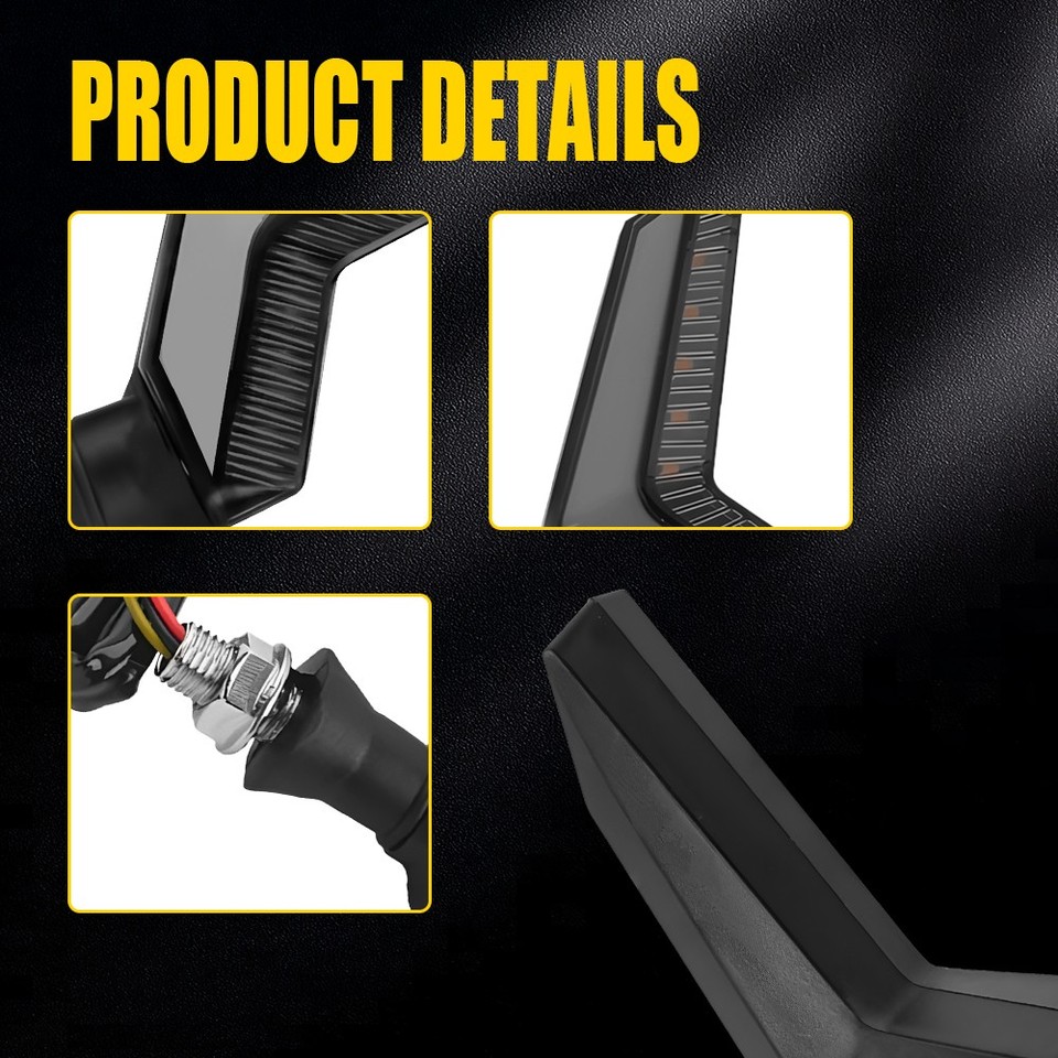 4pcs Motorcycle Turn Signal Running Light Left Right Dynamic Amber+Blue ...