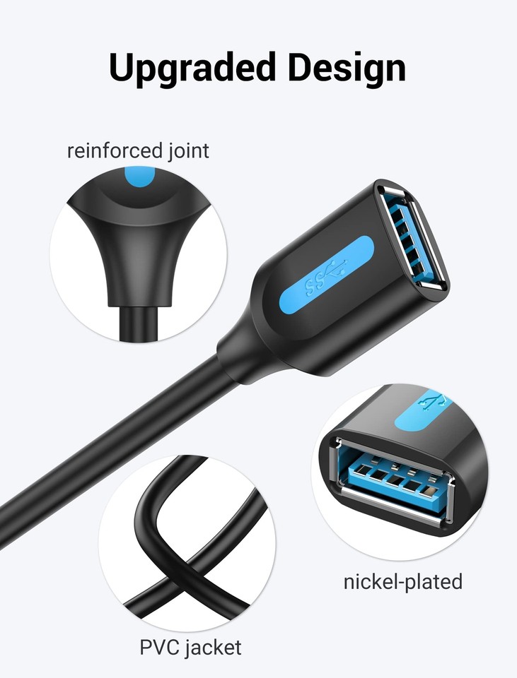 USB 3.0 Extension Cable 10FT, USB Extender Male to Female Cable USB ...