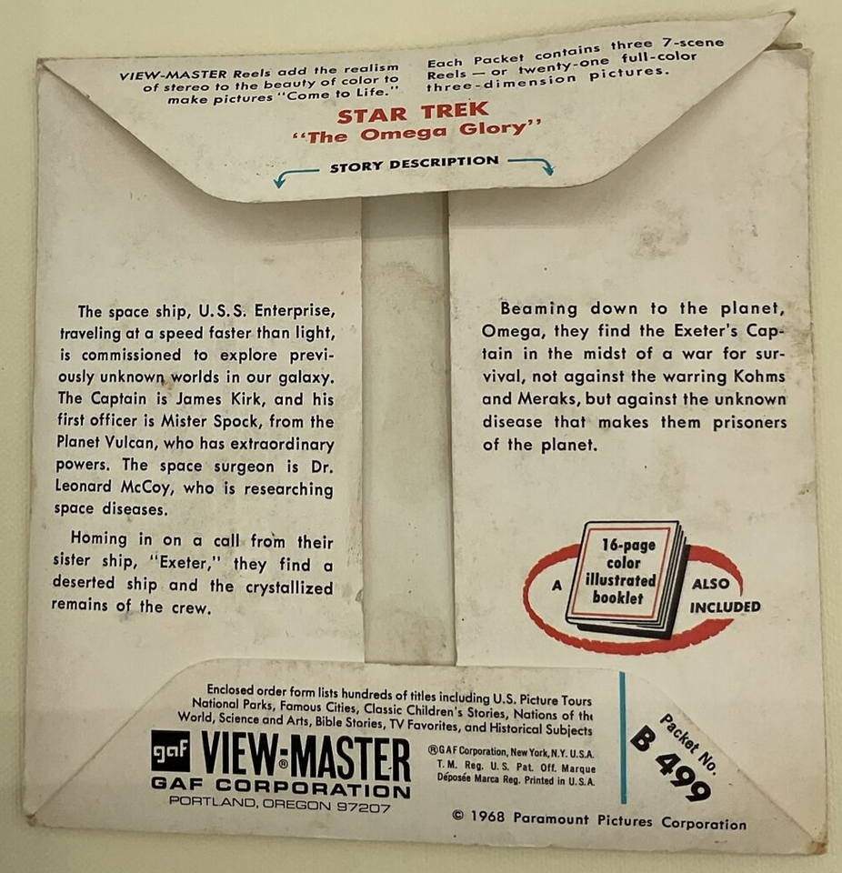 Vintage 1968 GAF View-Master Star Trek 3 The Omega Glory TV Show ...