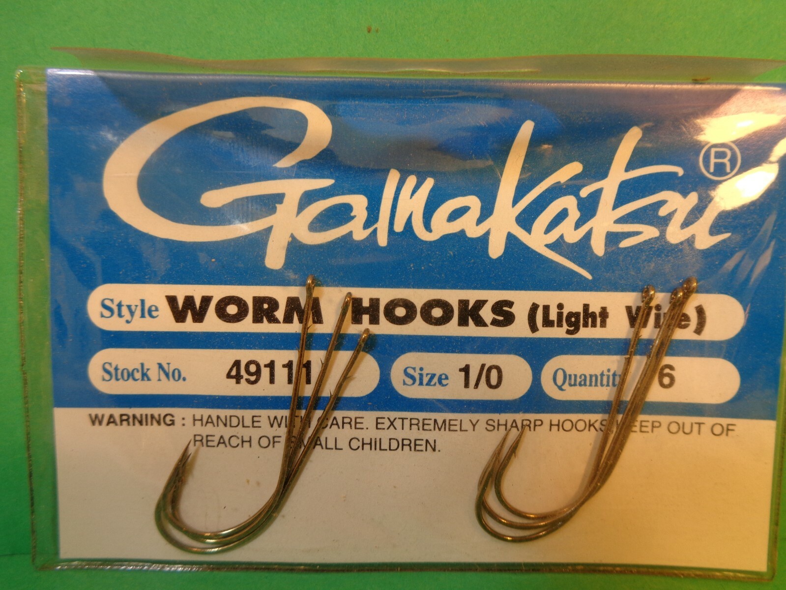 Three 6 Packs of GAMAKATSU Worm Fish Hooks Size 1/0-Made in Japan for ...