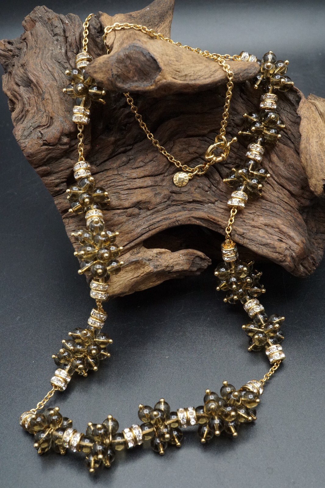 J. Crew Gold Plated Smokey Crystal Clusters Chain Sta… - Gem