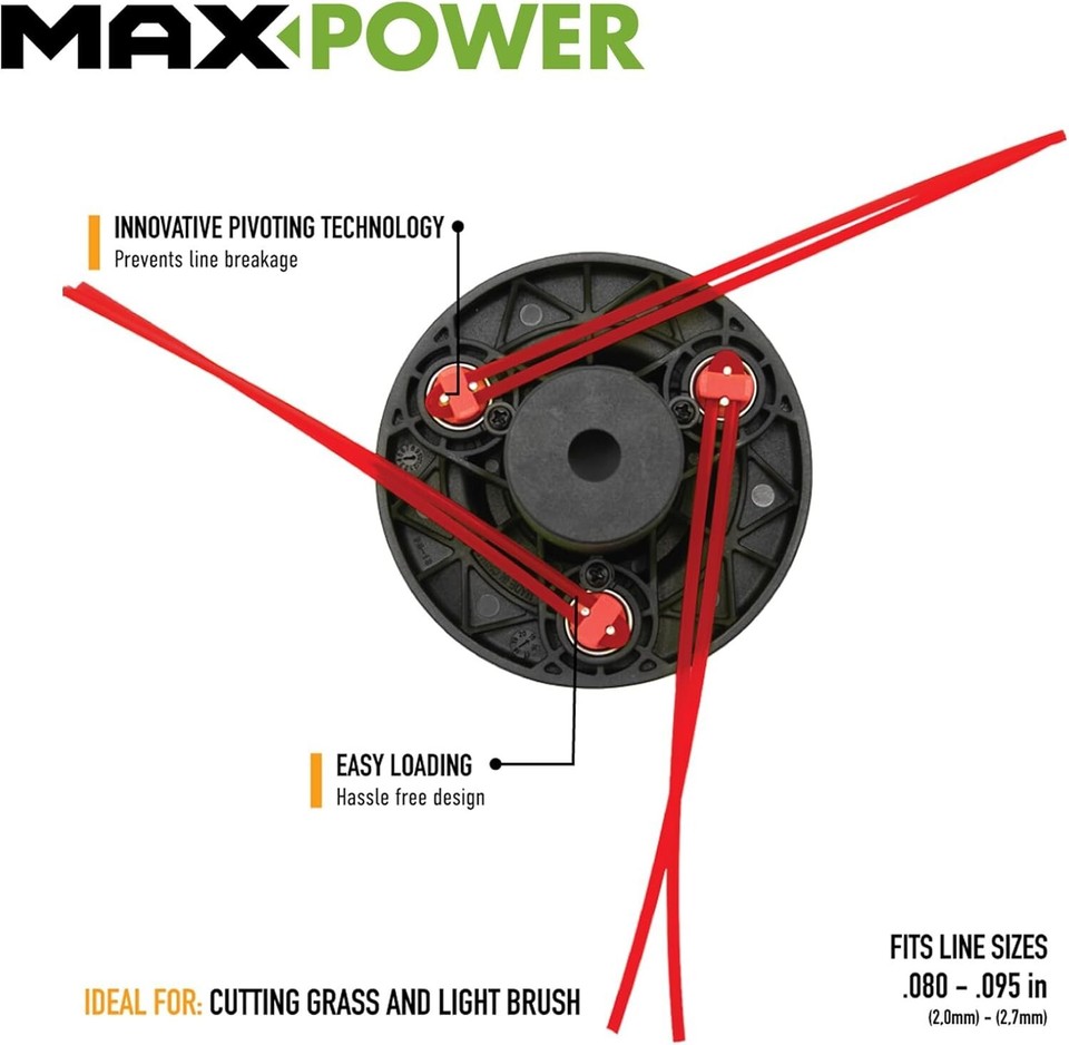 Compact Universal Trimmer Head - 6 Pivoting Lines, Pre-Cut Line ...