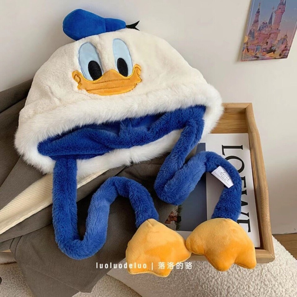 Warm cartoon Donald Duck Hats Plush Hat with yellow duck's foot | eBay