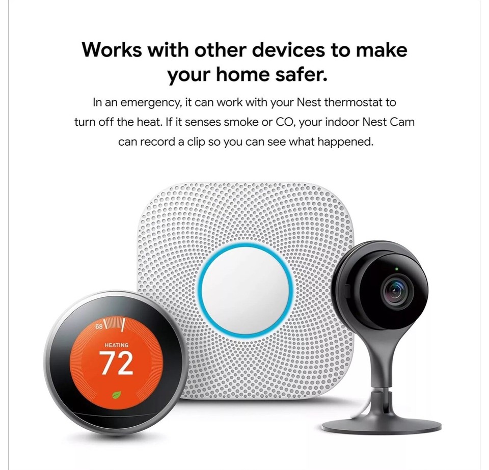 Google Nest Protect Carbon Monoxide Smoke Detector Wired 120V (NEW ...