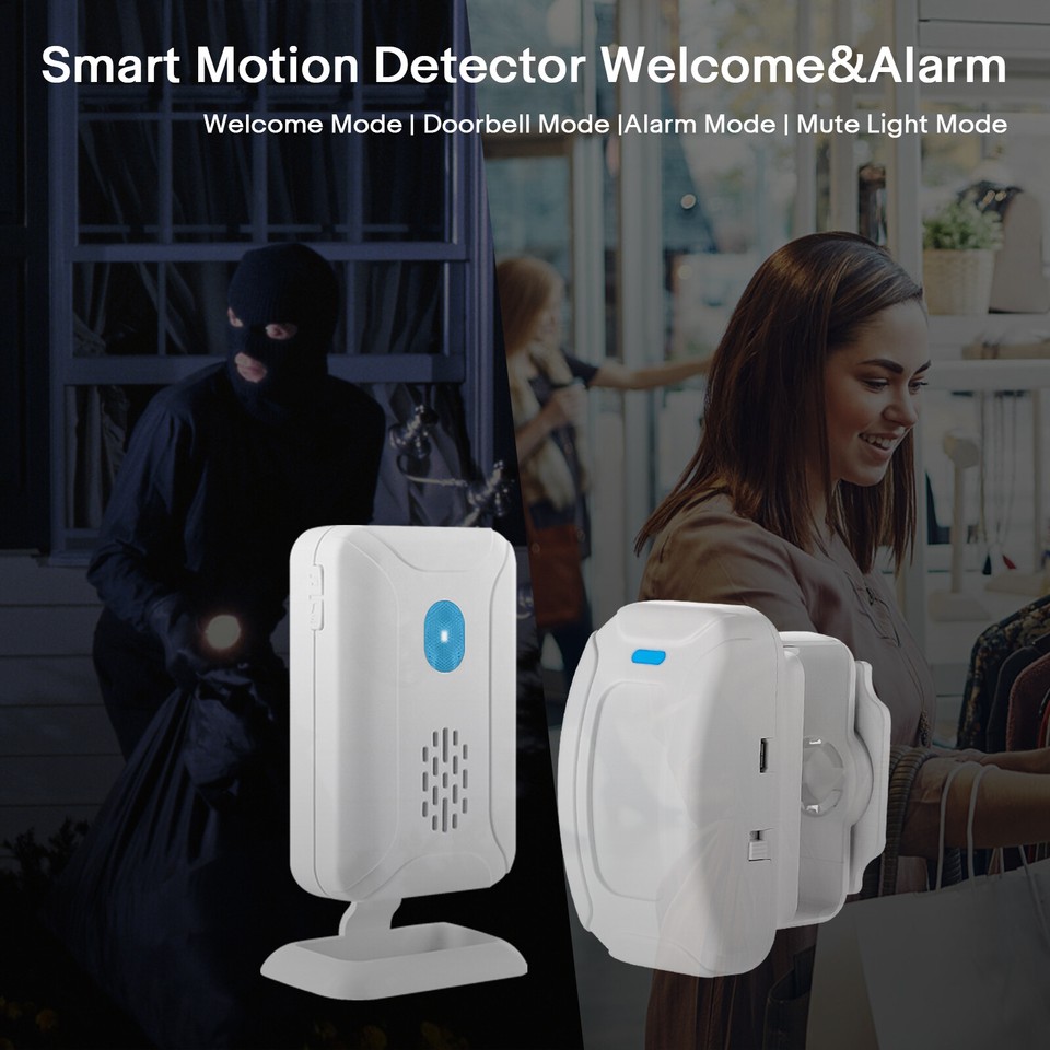 Wireless Infrared Motion Sensor Store Welcome Door Bell Alarm Burglar ...