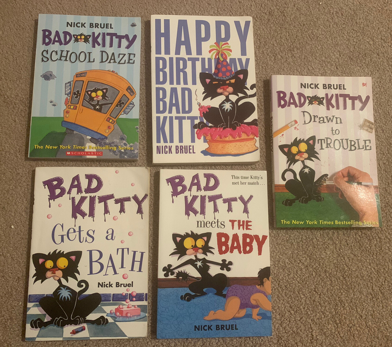 BAD KITTY Books Lot of 5 By Nick Bruel Chapter Books 3rd 4th Grade | eBay