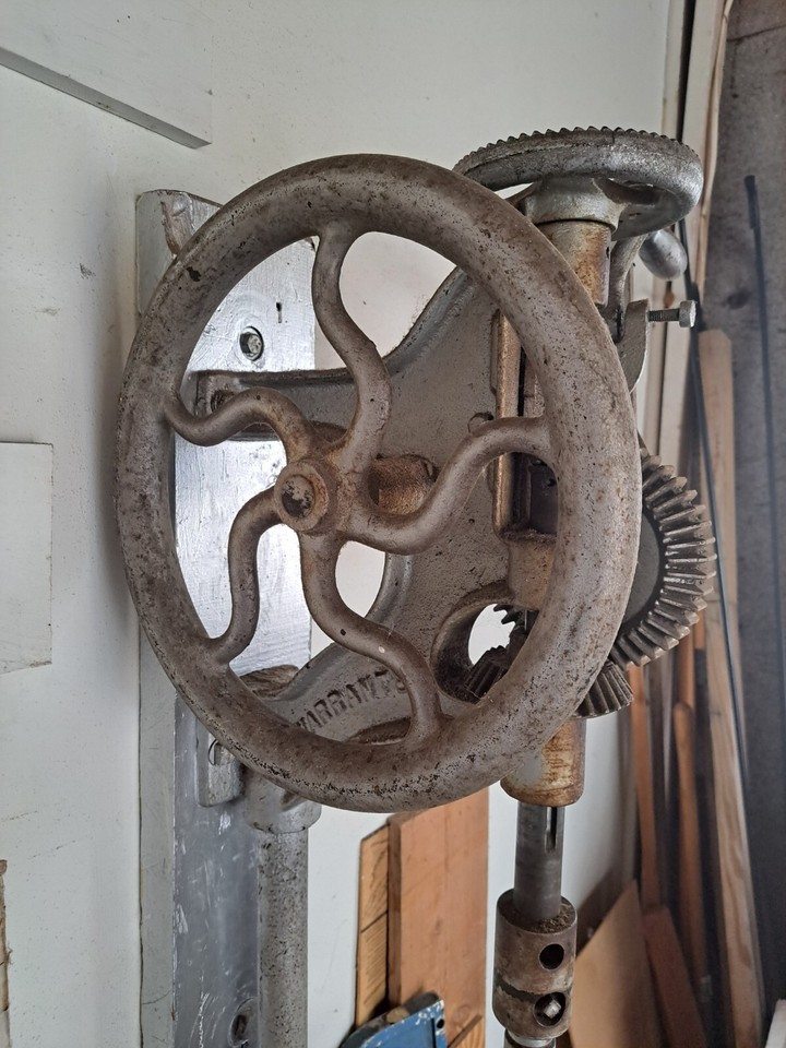 VINTAGE ANTIQUE CHAMPION BLOWER & FORGE POST HAND DRILL COMPLETE WORKS ...