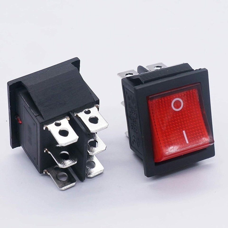 Panel Mount DPDT ONON Rocker Switch for Household Appliances with Red ...
