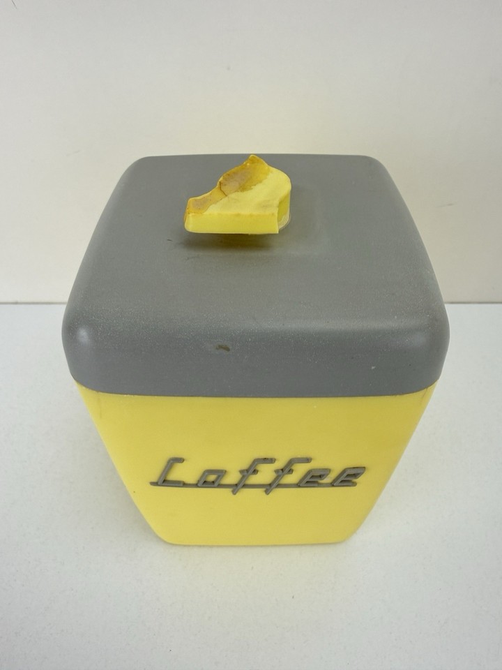 Vintage NALLY WARE Yellow & Grey COFFEE Canister - Damaged Lid | eBay ...