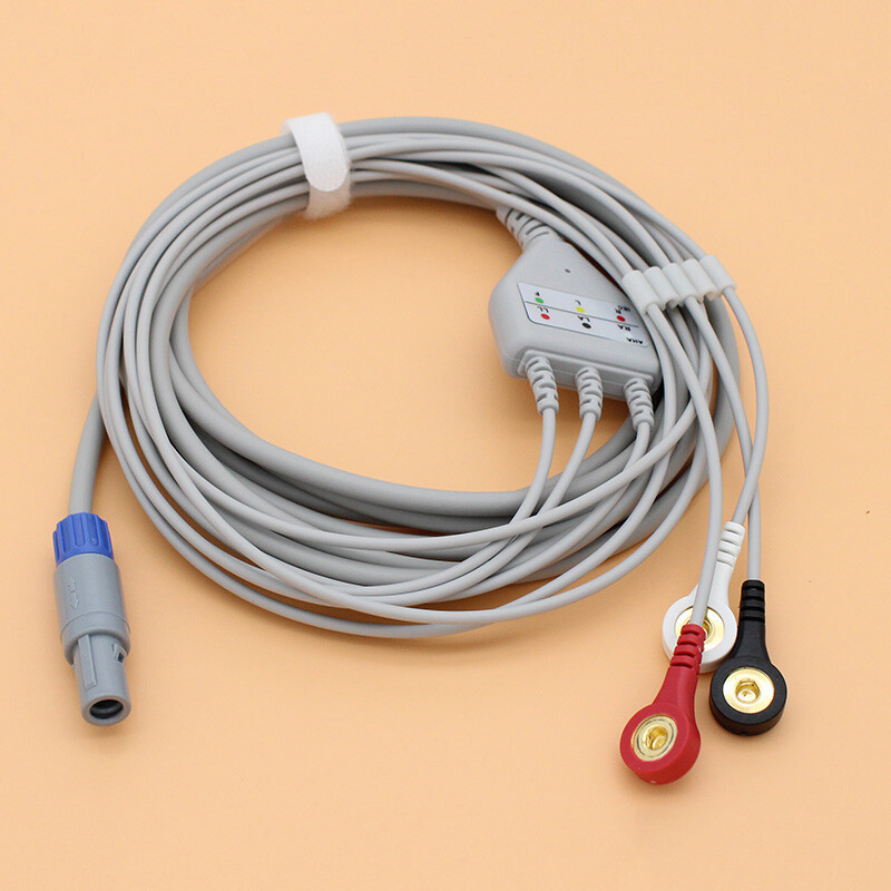 Redel 6pins ECG EKG 3 Leads Cable Leadwire for Biosys BPM-103,Snap/Clip ...