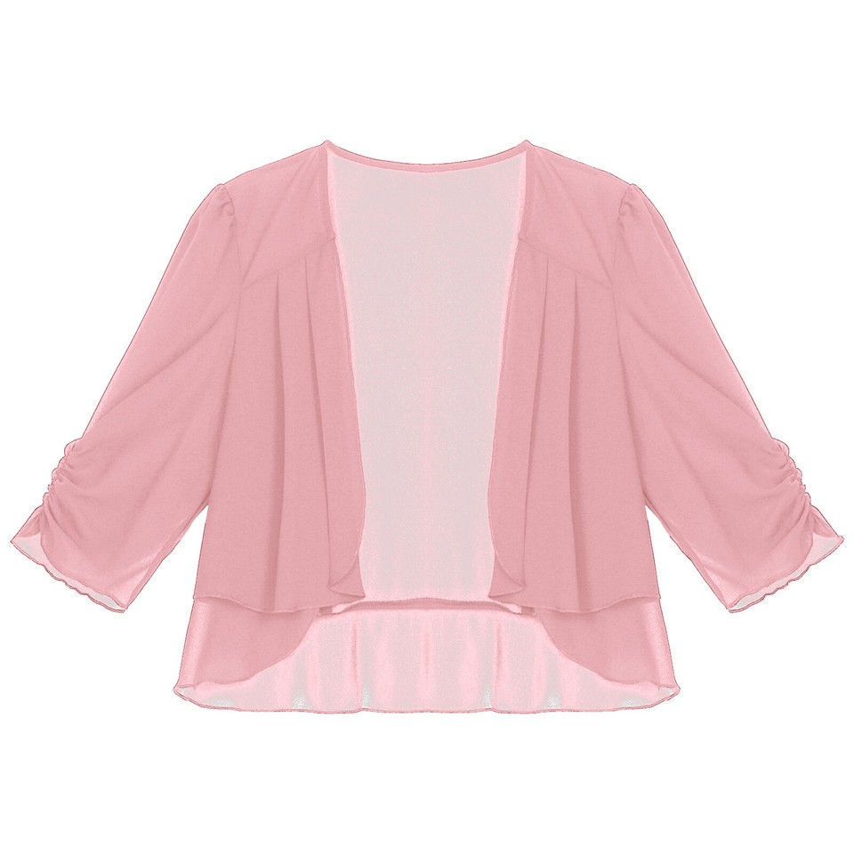 Womens Chiffon Bolero Shrug Half Sleeve Open Front Cardigan Party Dress ...