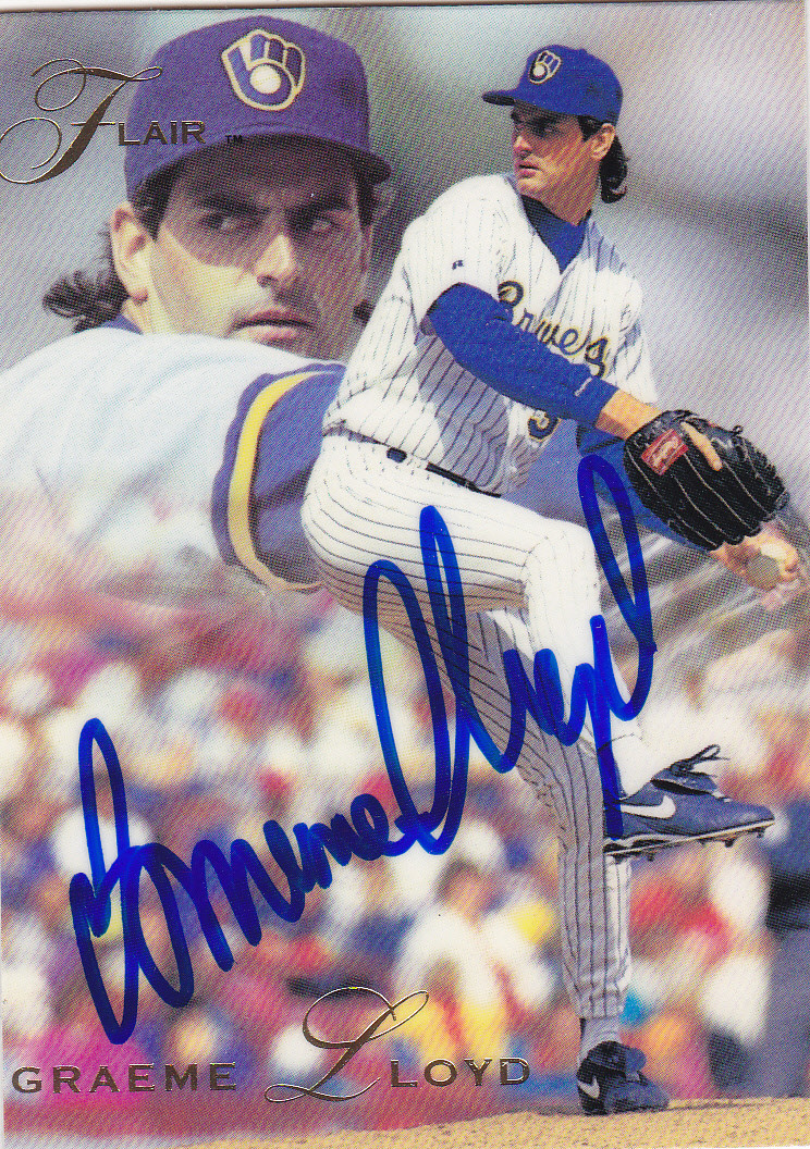 GRAEME LLOYD MILWAUKEE BREWERS SIGNED CARD YANKEES ROYALS METS MARLINS ...