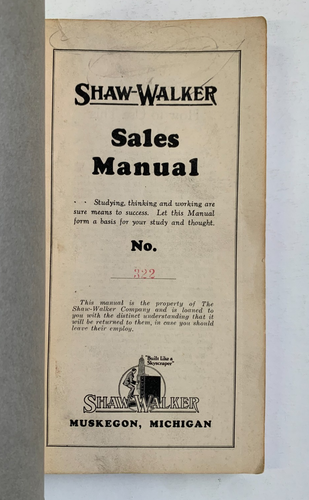 SHAW WALKER Sales Manual, Muskegon, Michigan 1927, salesman, file ...