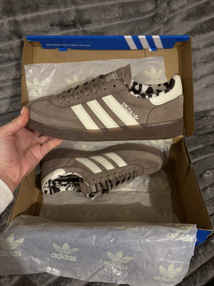 Adidas Cloudy Brown Suede Cow Print Trainers Size 6 Brand New | eBay UK