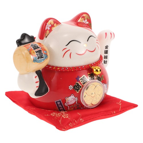 Automatic Waving Paw Ceramic Cat Figurine For Store Opening Desktop ...