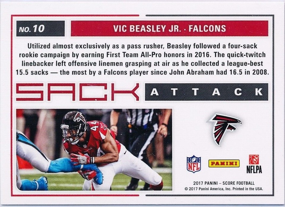 Vic Beasley Jr. 2017 Score Football Sack Attack #10 Atlanta Falcons | eBay