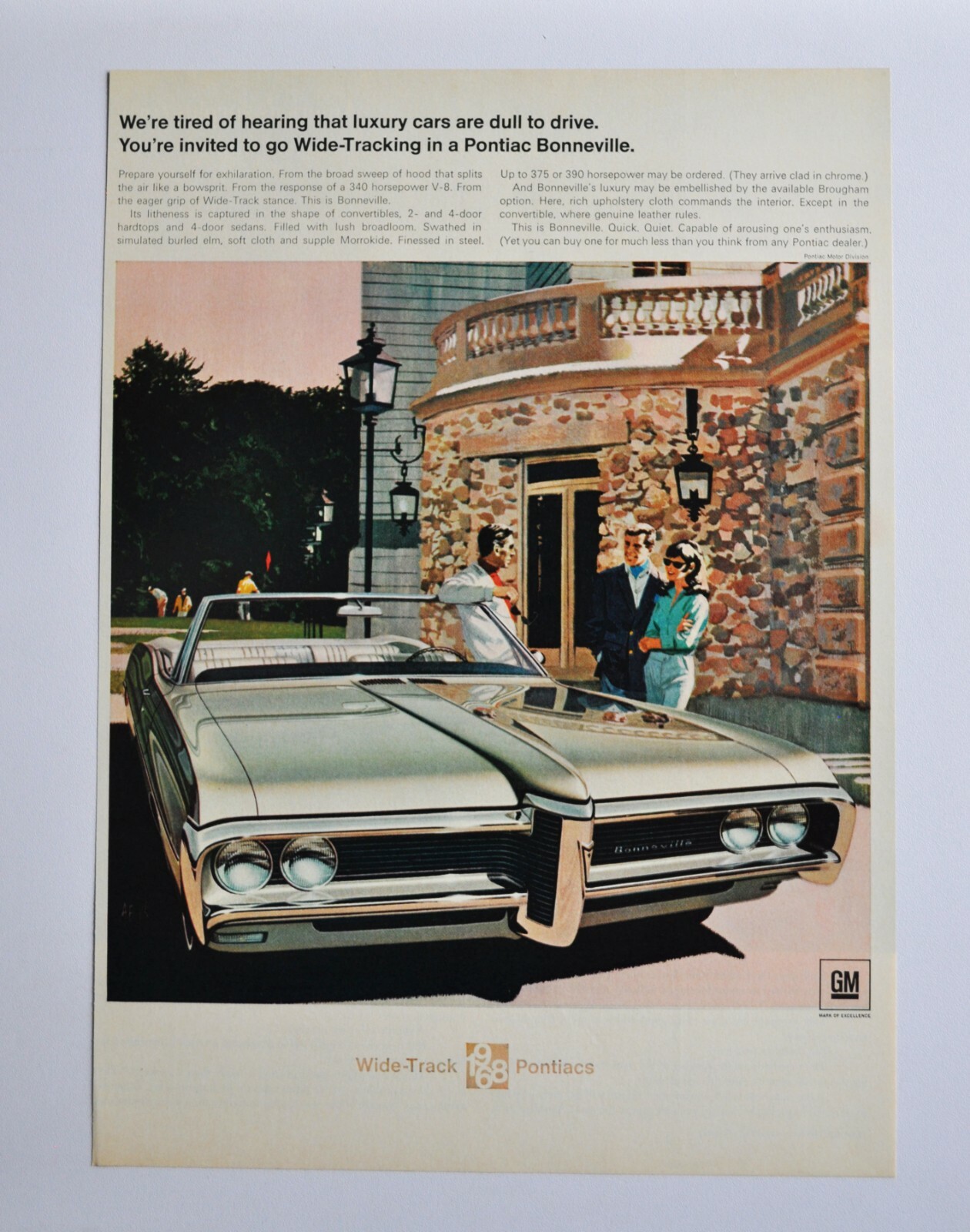 Large Car Ad - 1968 Pontiac Bonneville (advertisement print poster ...