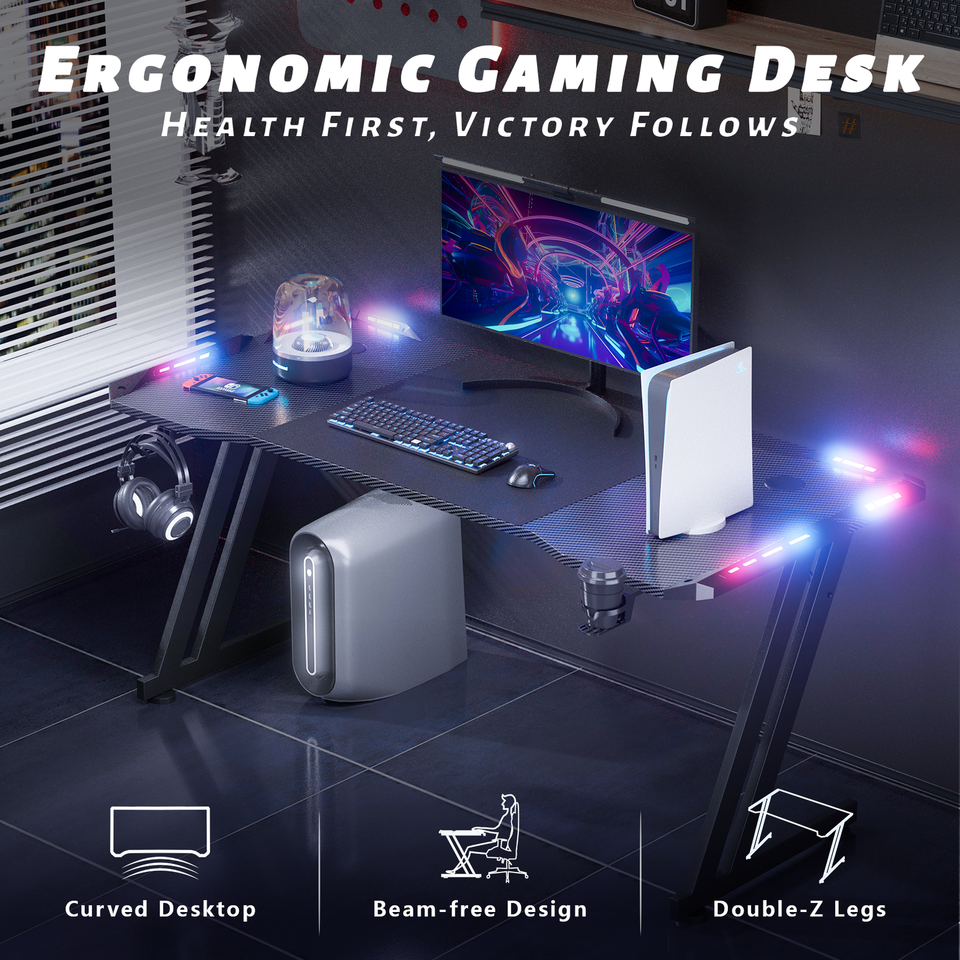 47/55/63 Inch LED Gaming Desk Gaming Table RGB Computer Desk Gamer ...