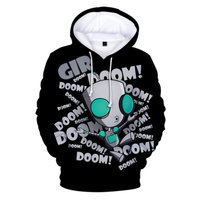 Invader ZIM 3D Hoodie Unisex Long Sleeve Casual Sweatshirt Pullover ...