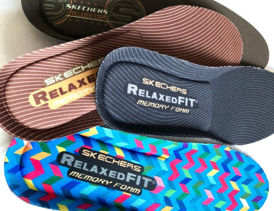Skechers Memory Foam Insoles Gel Cushion Arch Support Relaxed Fit Wide ...