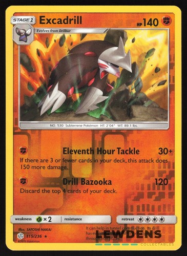 Excadrill - 115/236 - Reverse Holo Holo Rare - Cosmic Eclipse - Pokemon ...