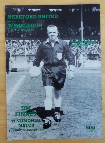 Vintage Jim Finney (Ref) Football Programme 1988 - Hereford United v ...