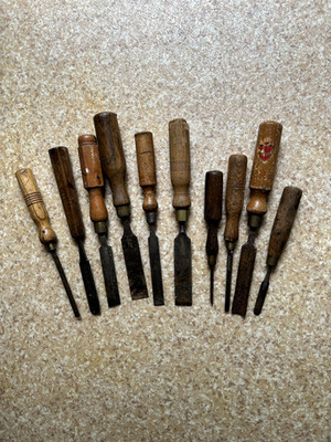 Job lot (10) old / vintage wood chisels. | eBay UK