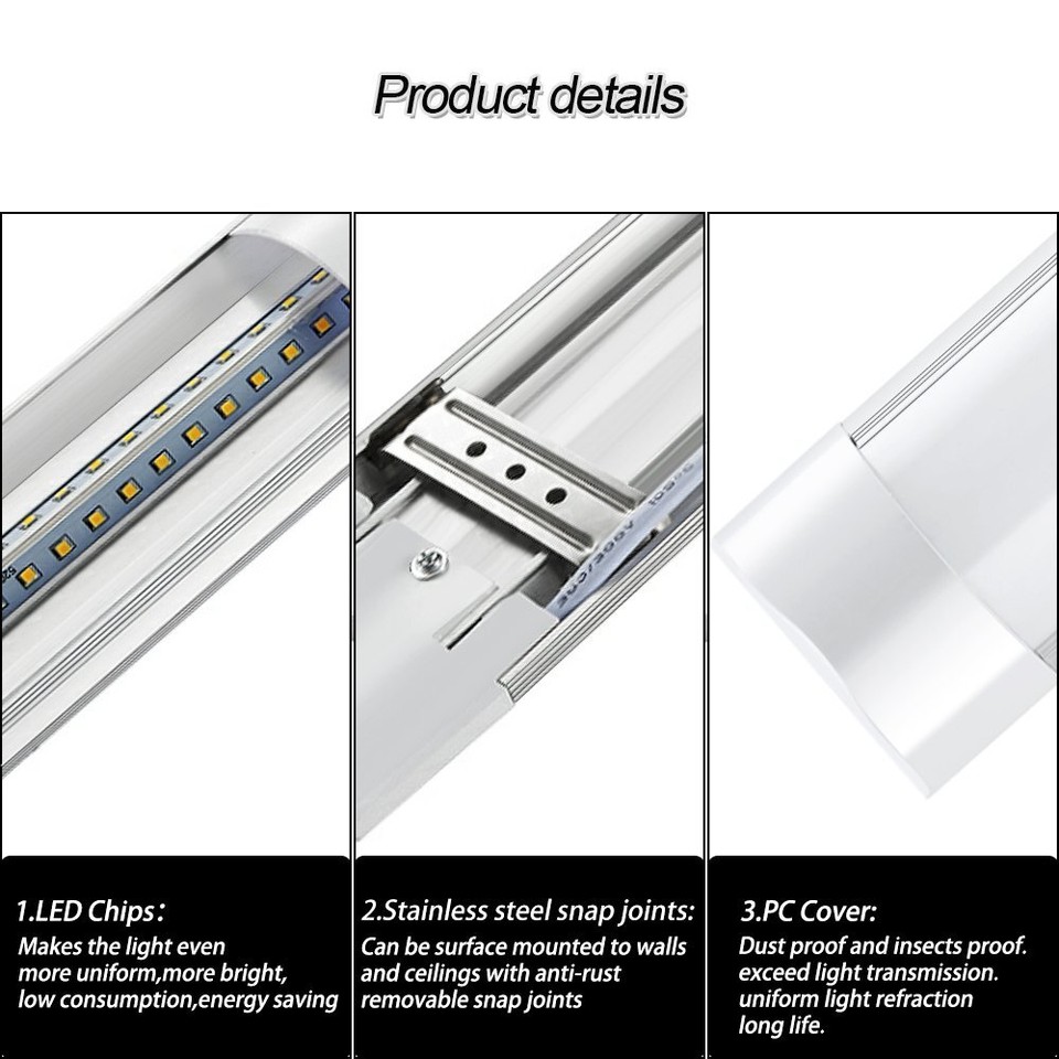 LED Batten Light Ceiling Tube Fluorescent 6500K 4FT 5FT 6FT 8FT Strip ...