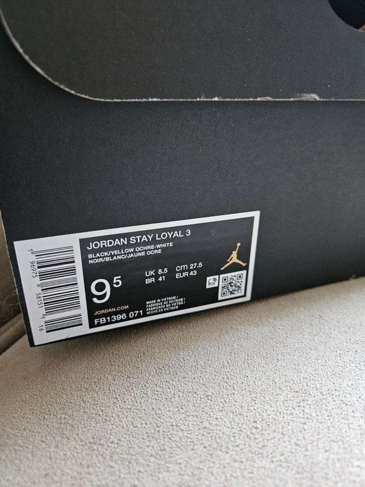 JORDANS size 9.5 - Stay Loyal 3 Black White Metallic Gold School | eBay