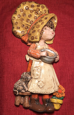Vintage Holly Hobbit/ Bonnet Girl Carol Rardon Chalkware Wall Hanging ...