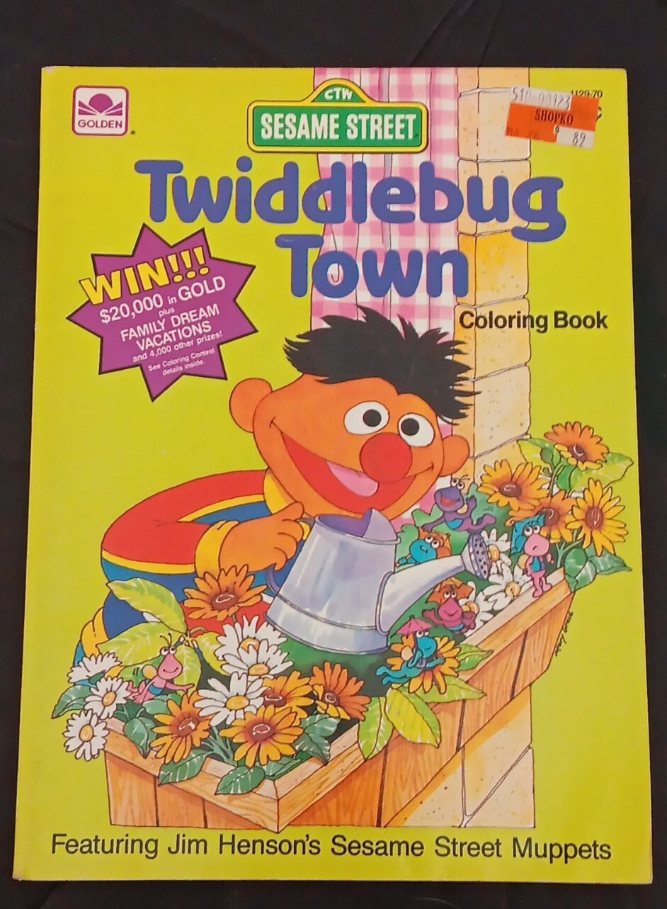 RARE Vintage Golden Coloring Book ~ Twiddlebug Town ( Sesame Street's ...