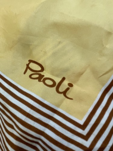 Paoli Scarf Brown White Yellow Made In Japan 100% Acetate Vintage | eBay