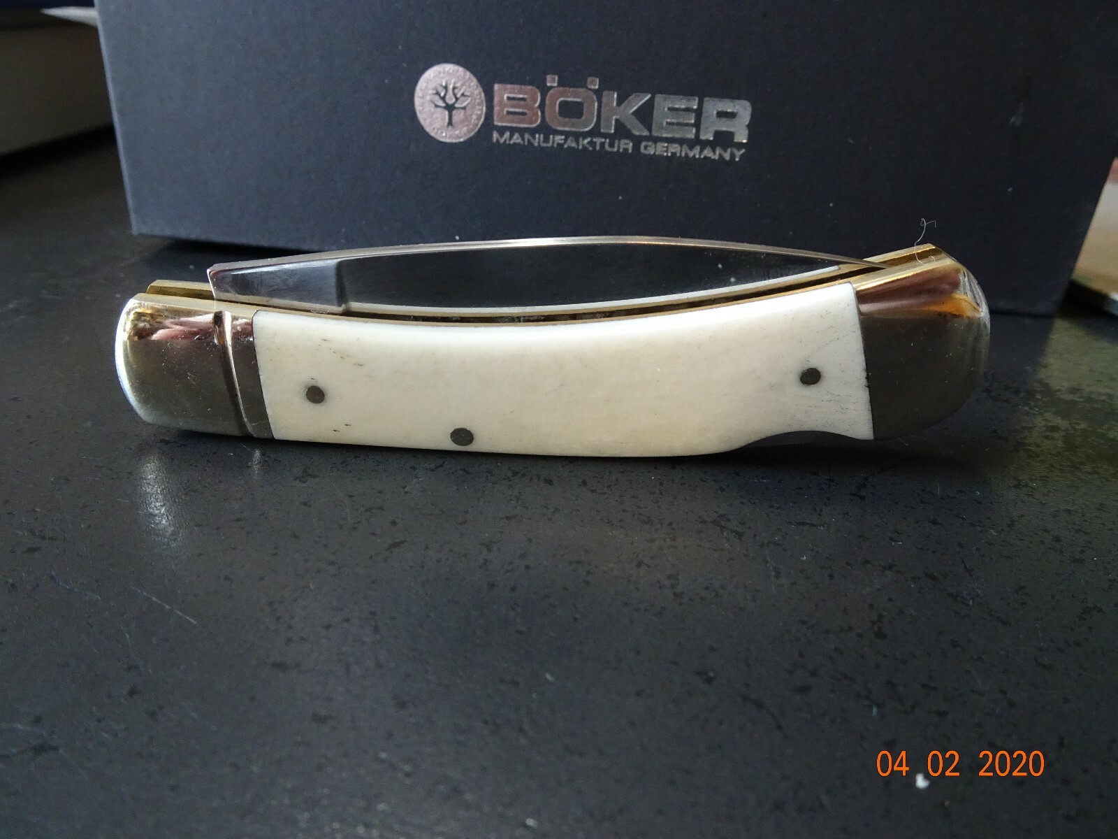 3 3/4" BOKER WHITE SMOOTH BONE POCKET KNIFE 440 STAINLESS STEEL LOCKING ...