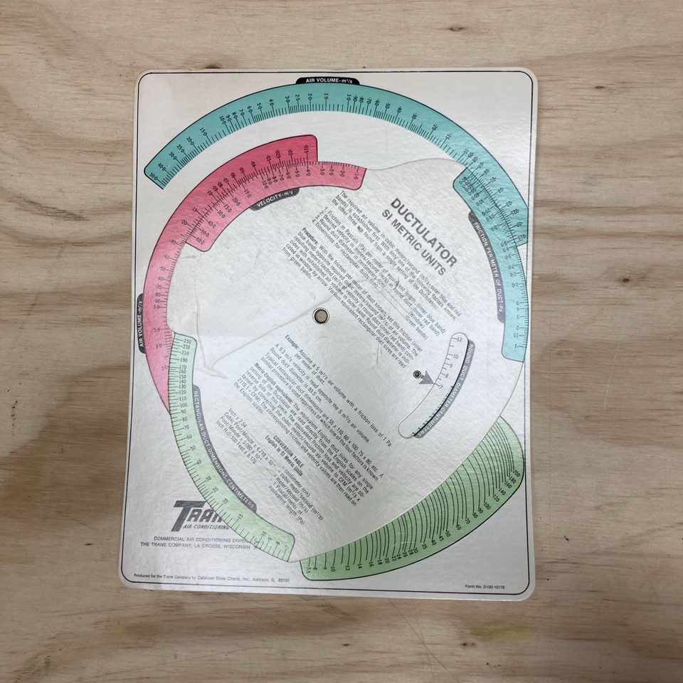 Vintage Trane Ductulator 1976 Duct System Calculator Designing Tool ...