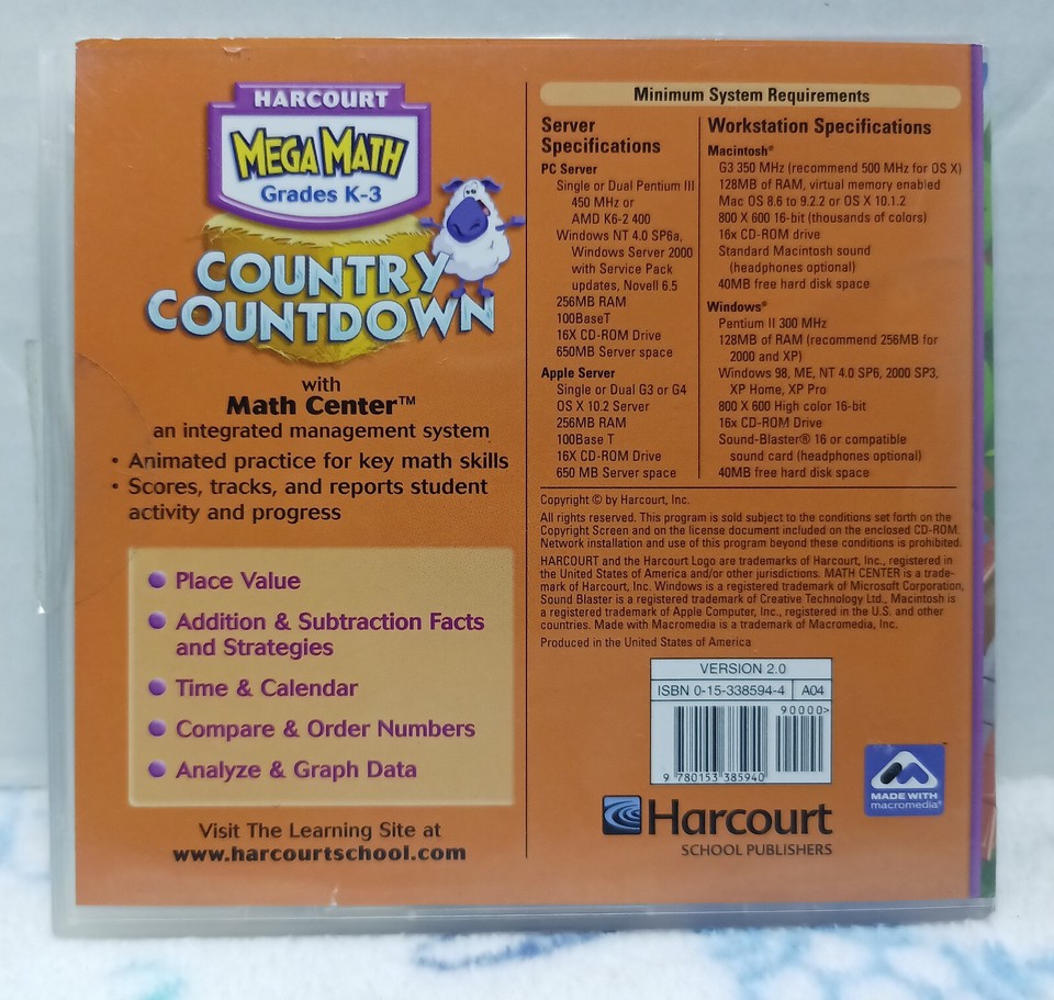 Math: Harcourt Mega Math Grades K-3 Country Countdown CD ROM ...