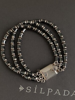 SILPADA Sterling Silver Hematite 3 Strand Box Clasp Safety Chain ...