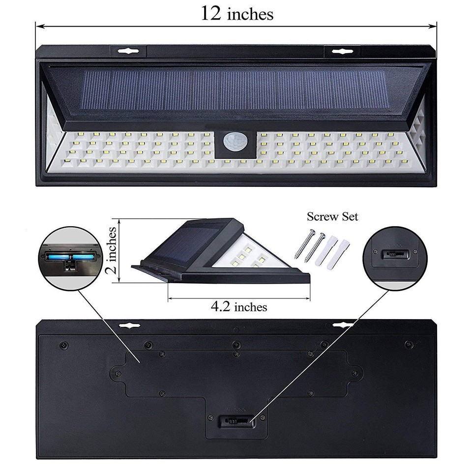 2PCS Solar Lights Outdoor Motion Sensor Security Deck Patio Lamp 86 LED ...