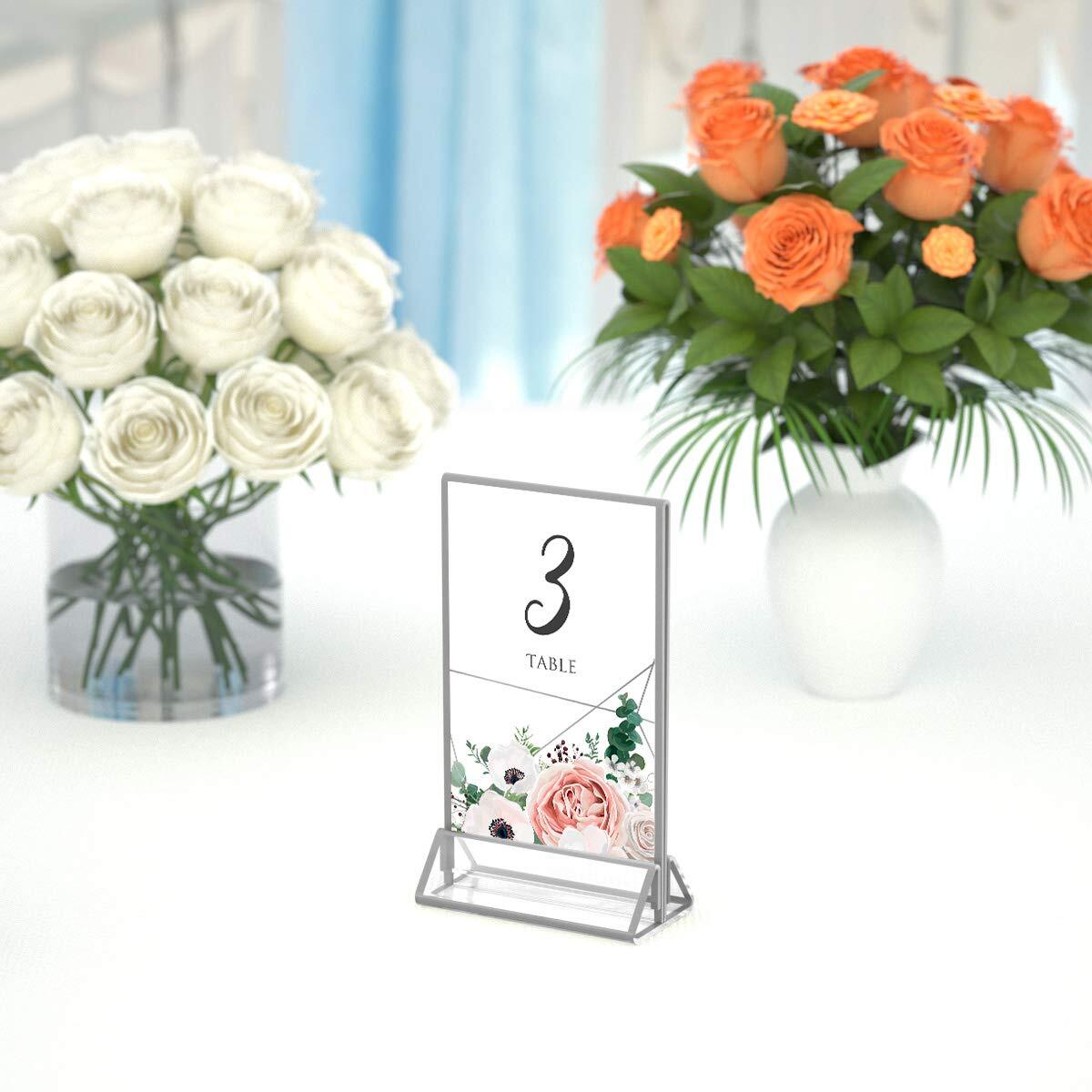 4x6 Acrylic Sign Holder With 3mm Silver Borders And Vertical Stand ...